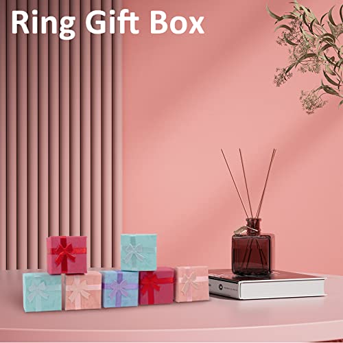 TACYKIBD 24Pcs Gift Box Set, Cardboard Ring Box with Foam and Bow Small Jewelry Box for Christmas, Birthday, Anniversaries, Valentine’s Day, Mother’s Day and Other Festivals (Assorted Color)