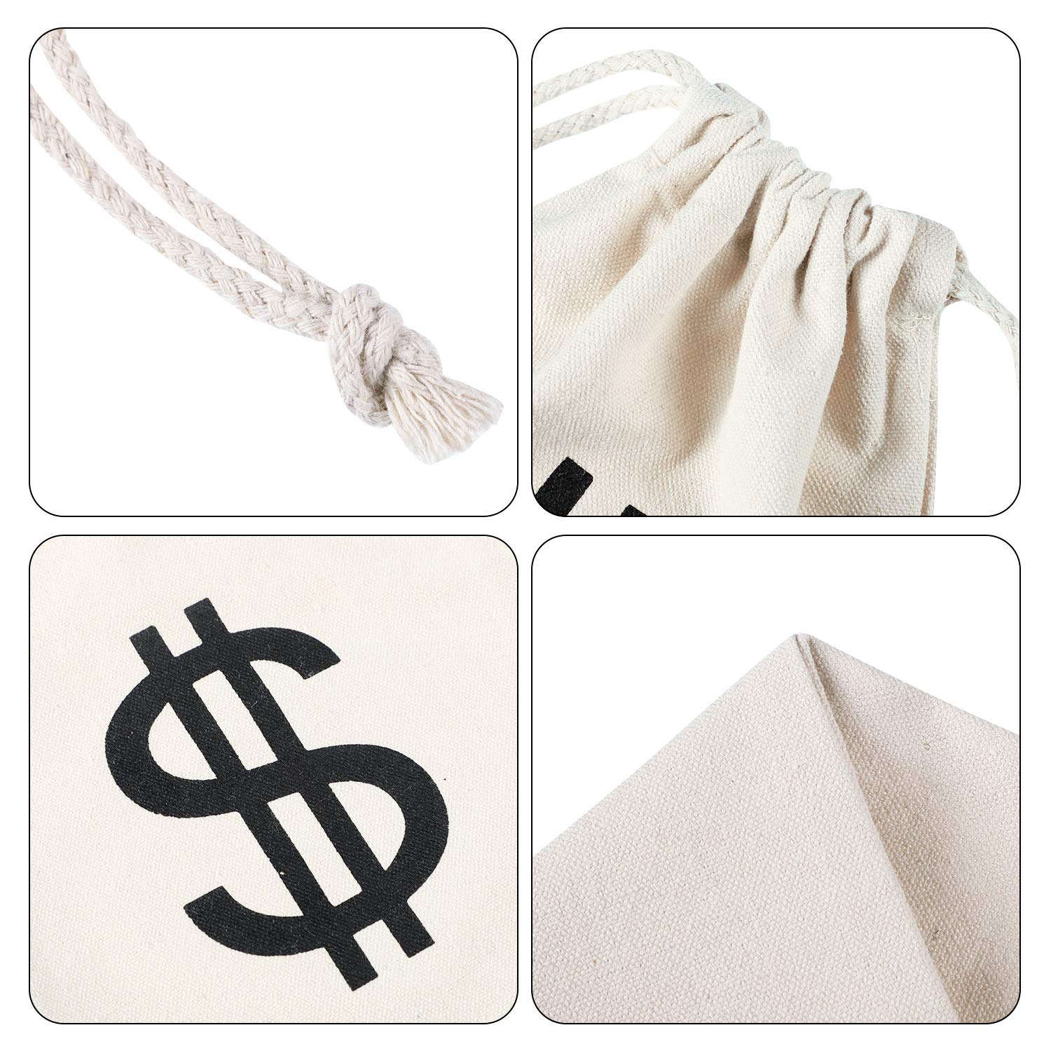 Robber Costume Set, Include 11.8x15.7inch Dollar Sign Money Bag, Black Gloves, Eye Mask for Halloween Party Pirate Thief Cosplay Costume