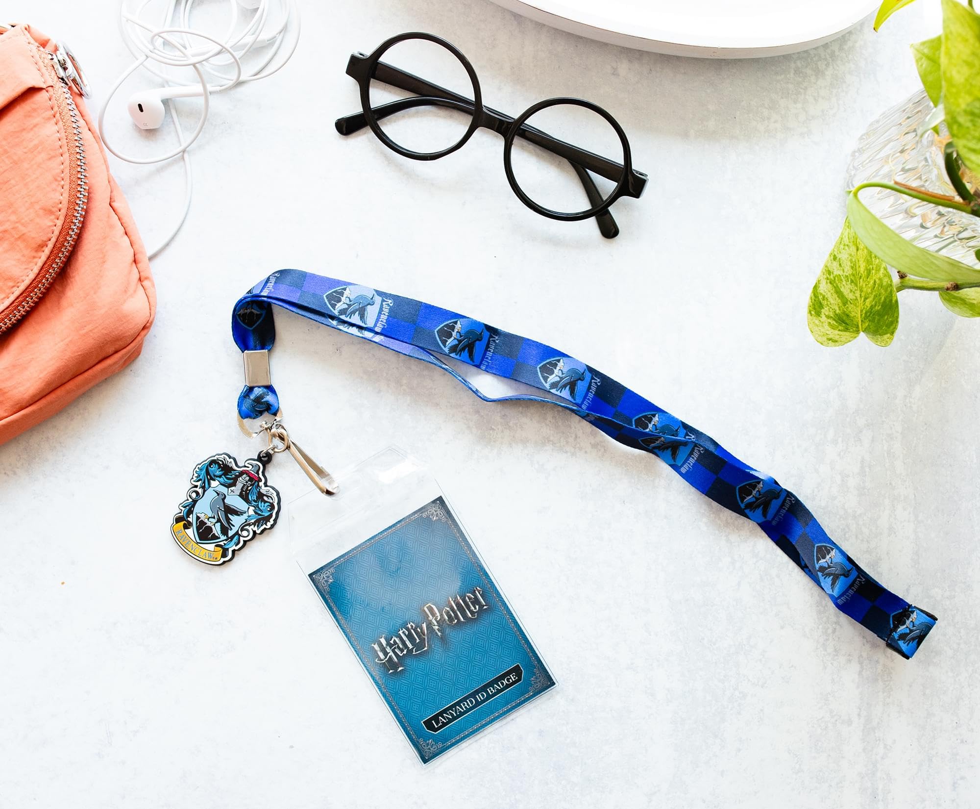 Harry Potter Ravenclaw 22-Inch Strap Lanyard With ID Badge Holder and Crest Charm | Vertical Nametag With Clear Window