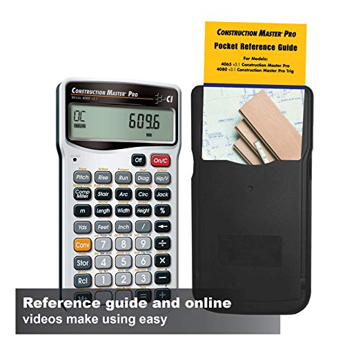 Calculated Industries 4065 Construction Master Pro Advanced Construction Math Feet-inch-Fraction Calculator for Contractors, Estimators, Builders, Framers, Remodelers, Renovators and Carpenters
