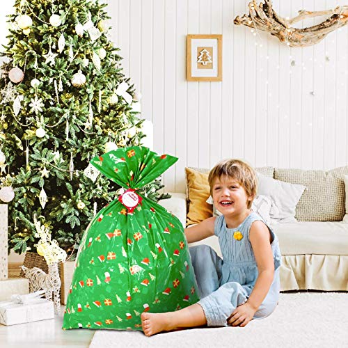 DLY Christmas large bag Jumbo Gift Bag,Christmas Giant Gift Bags extea-Large-Gift-Bag for Gifts - 36" x 44" Christmas Prints