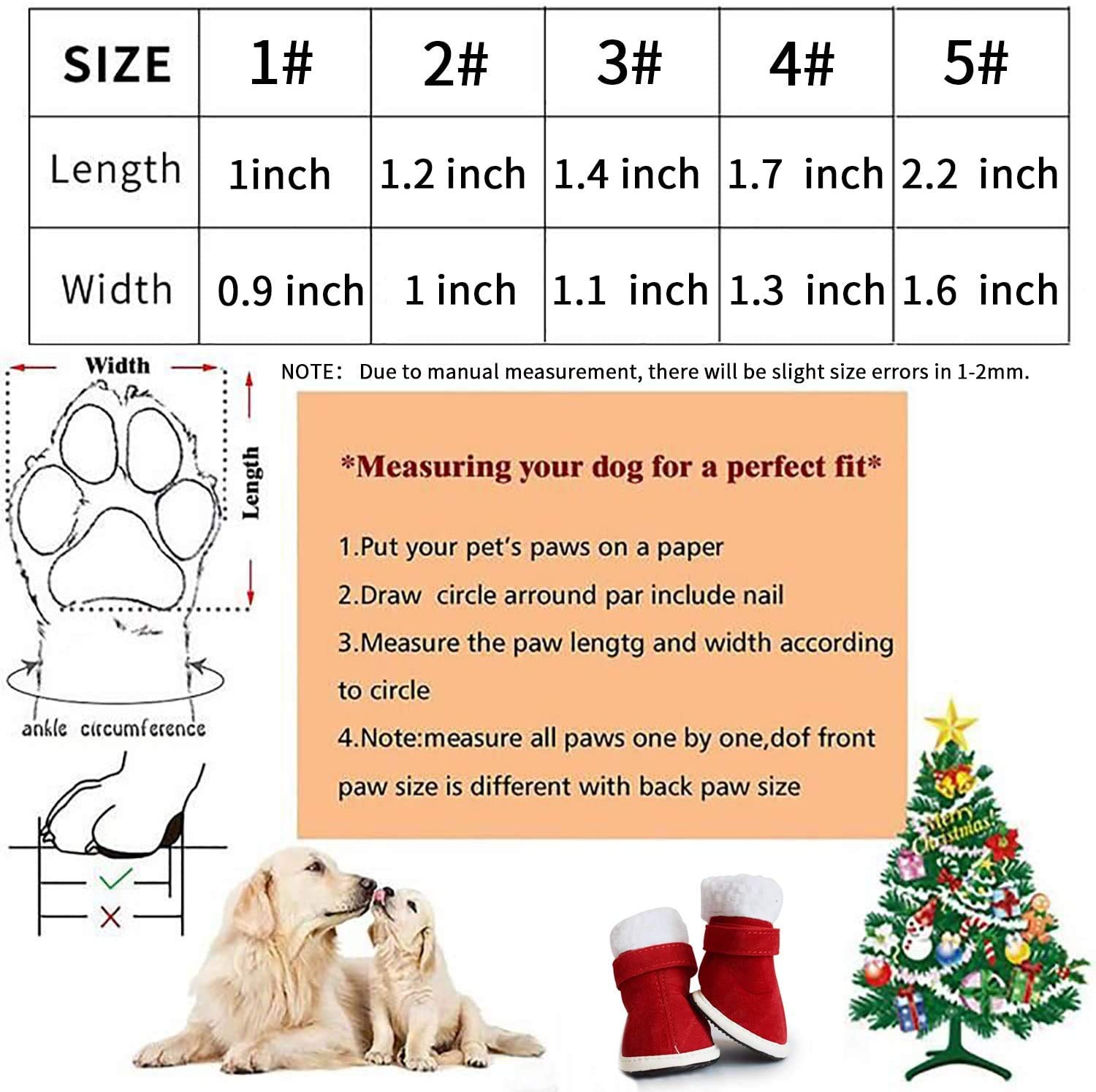 URBEST® Dog Shoes, Detachable Closure Puppy Dog Shoes, 2020 New Booties Boots for Small Dogs 4Pcs (3#, Red)