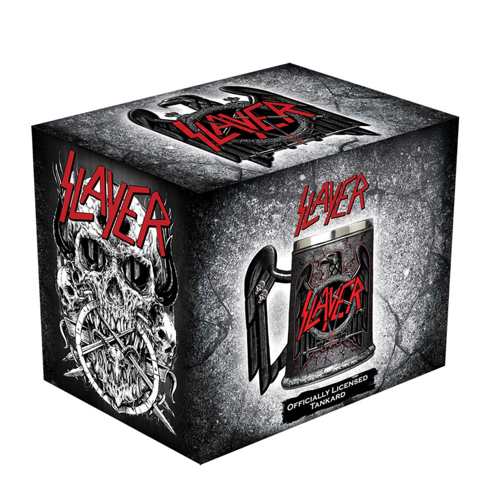 Nemesis Now B4128M8 Slayer Tankard Mug 14cm Black, Resin w/Stainless Steel Insert, Grey
