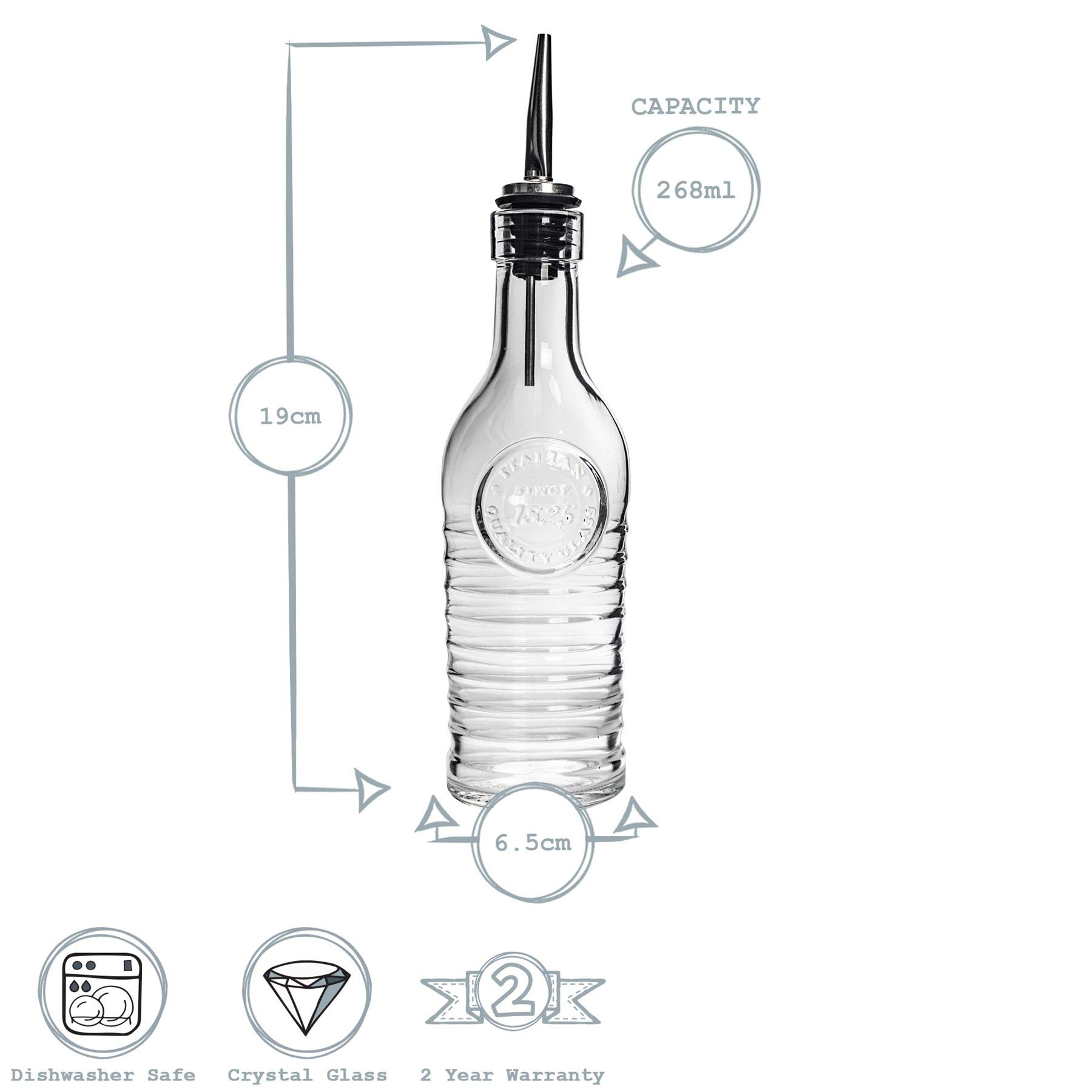 BORMIOLI ROCCO Officina 1825 Olive Oil/Vinegar Bottle Stainless Steel Pouring Spout 268 ml