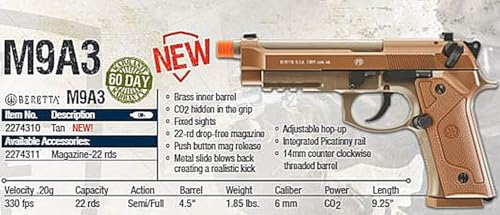 Umarex Beretta M9A3 Blowback Full Auto 6mm BB Pistol Airsoft Gun