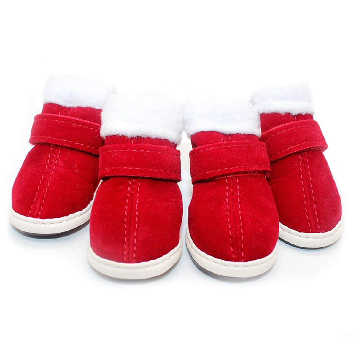 URBESTĀ® Dog Shoes, Detachable Closure Puppy Dog Shoes, 2020 New Booties Boots for Small Dogs 4Pcs (3#, Red)