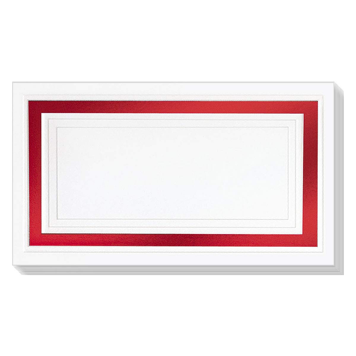 White 38lb Cover Stock Folded Place Cards with Red Foil Border, Micro-Perforated, 2" x 3 1/2", 100/Pack, Laser and Inkjet Compatible