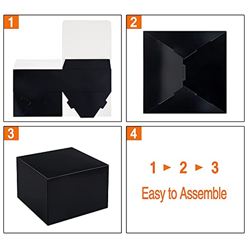 GEFTOL Gift Box 20 Pack 6 x 6 x 4 inches Fold Box Paper Gift Box Bridesmaids Proposal Box for Bridal Birthday Party Christmas(Black)