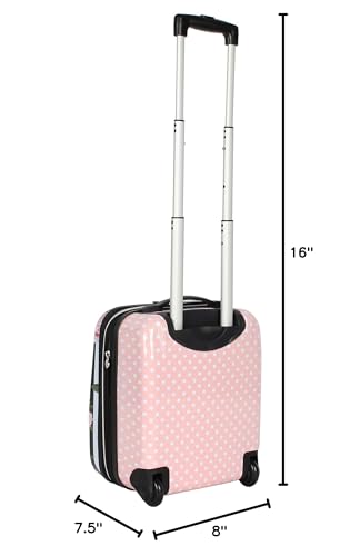 Betsey Johnson Designer Underseat Luggage Collection - 15 Inch Hardside Carry On Suitcase for Women- Lightweight Under Seat Bag with 2-Rolling Wheels (Stripe Roses)