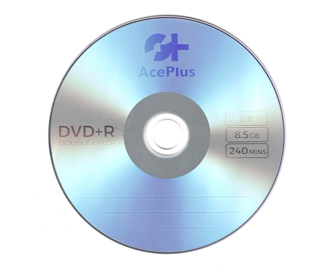 AcePlus 50-Pack DVD+R Dual Layer Discs with 8X Speed, 8.5 GB of Data and Logo-Branded Silver Surface in Cakebox