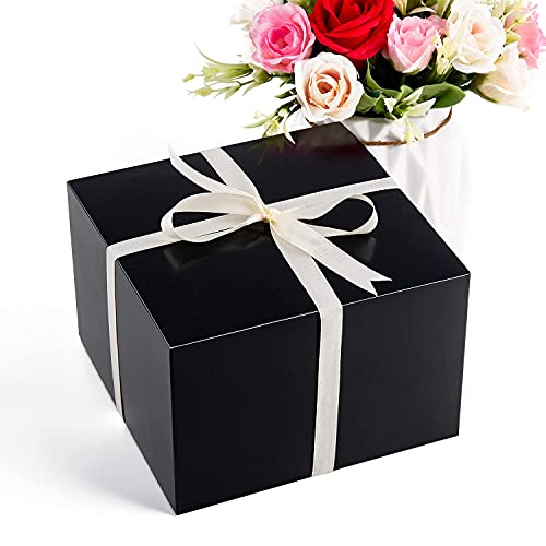 GEFTOL Gift Box 20 Pack 6 x 6 x 4 inches Fold Box Paper Gift Box Bridesmaids Proposal Box for Bridal Birthday Party Christmas(Black)