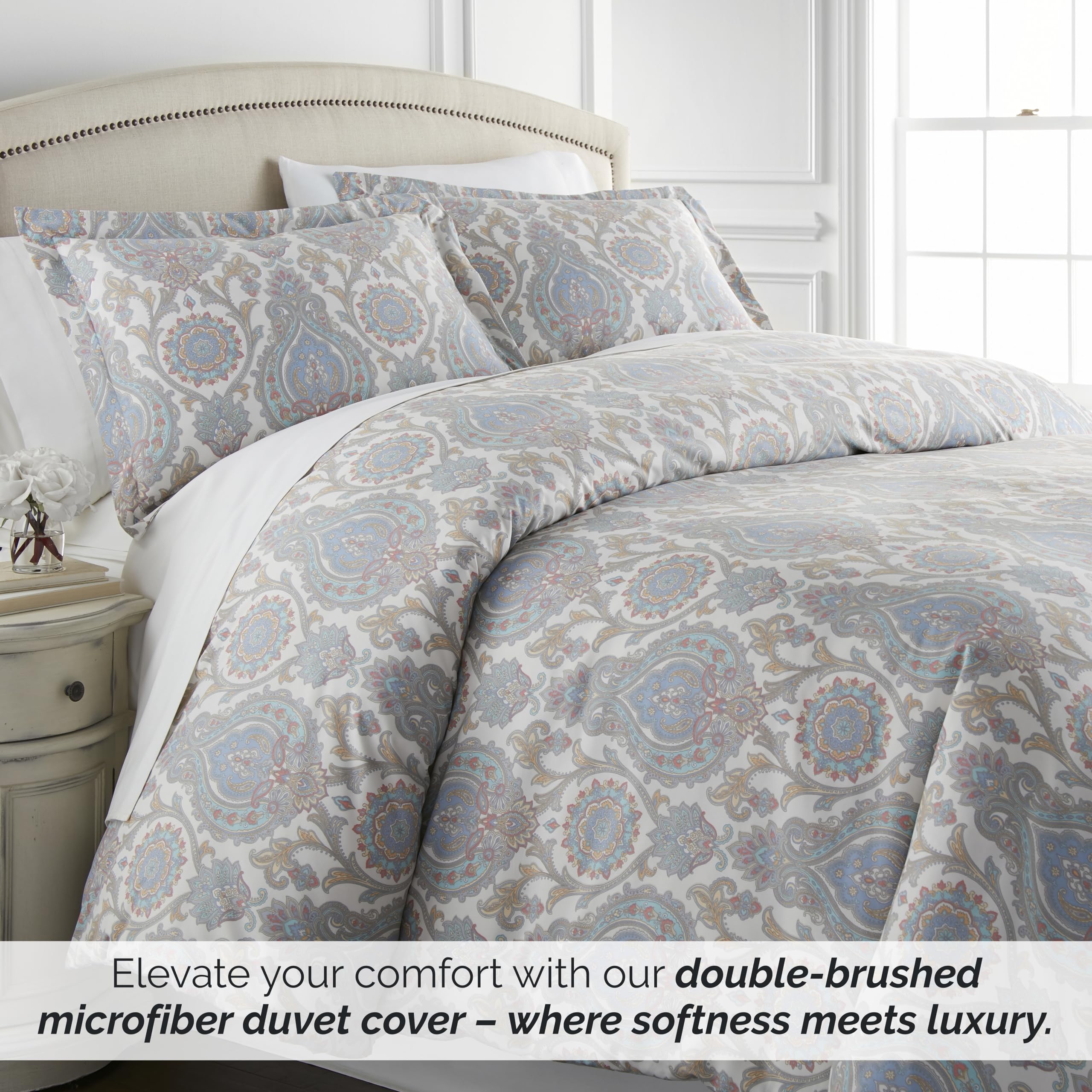 Southshore Fine Living, Inc. Oversized King/California King Duvet Cover Set Soft Premium Bedding with Zipper Closure Includes 1 Duvet Cover and 2 Pillow Shams, Machine Washable, Aqua