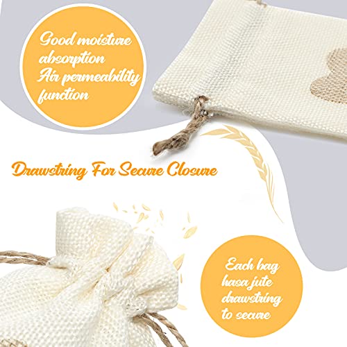 60 Pieces 4 x 5.5 Inch Burlap Gift Bags With Drawstring Burlap Heart Pouches Drawstring Burlap Heart Bags Natural Rustic Mini Burlap Pouch for Storage Wedding Party Birthday Christmas Jewelry