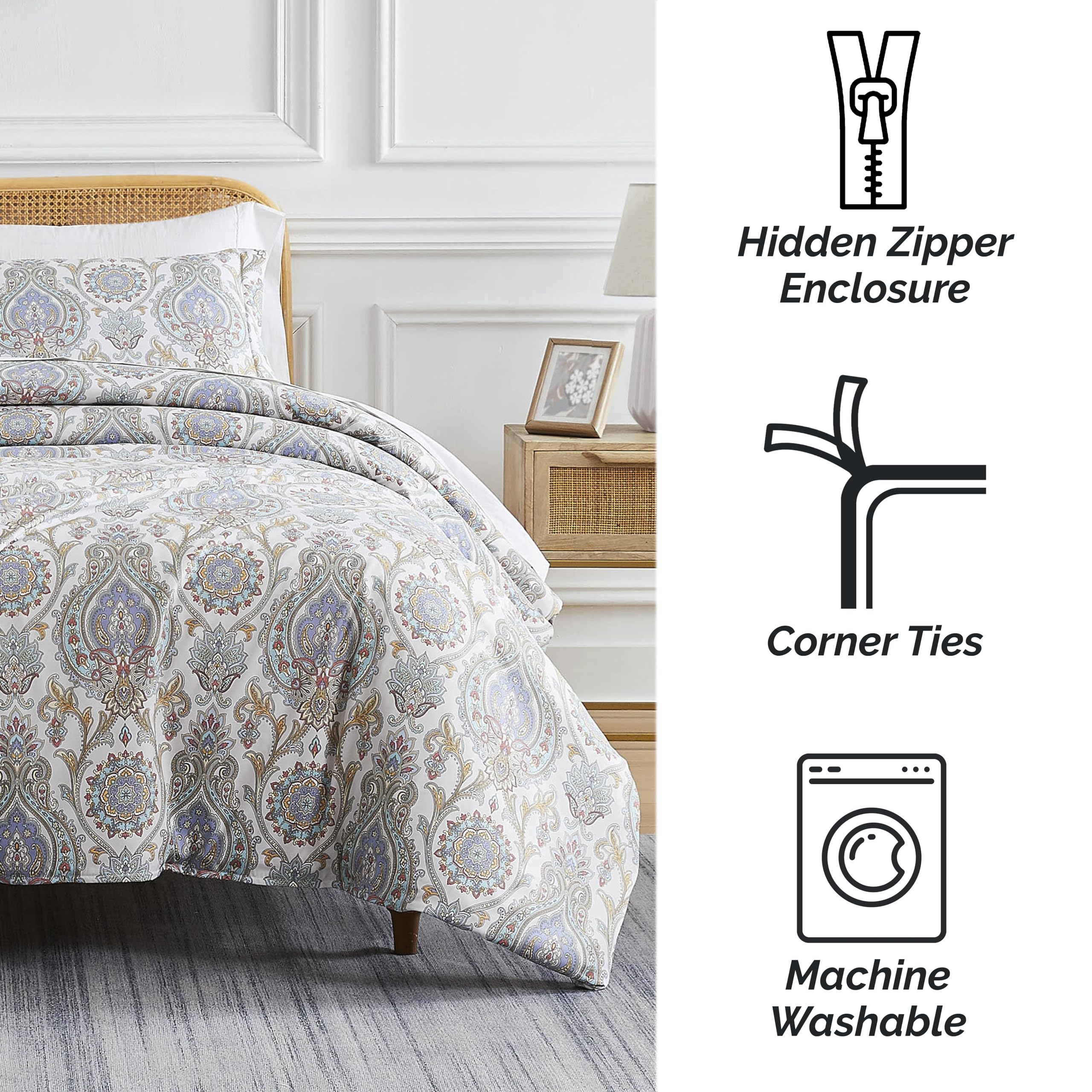 Southshore Fine Living, Inc. Oversized King/California King Duvet Cover Set Soft Premium Bedding with Zipper Closure Includes 1 Duvet Cover and 2 Pillow Shams, Machine Washable, Aqua