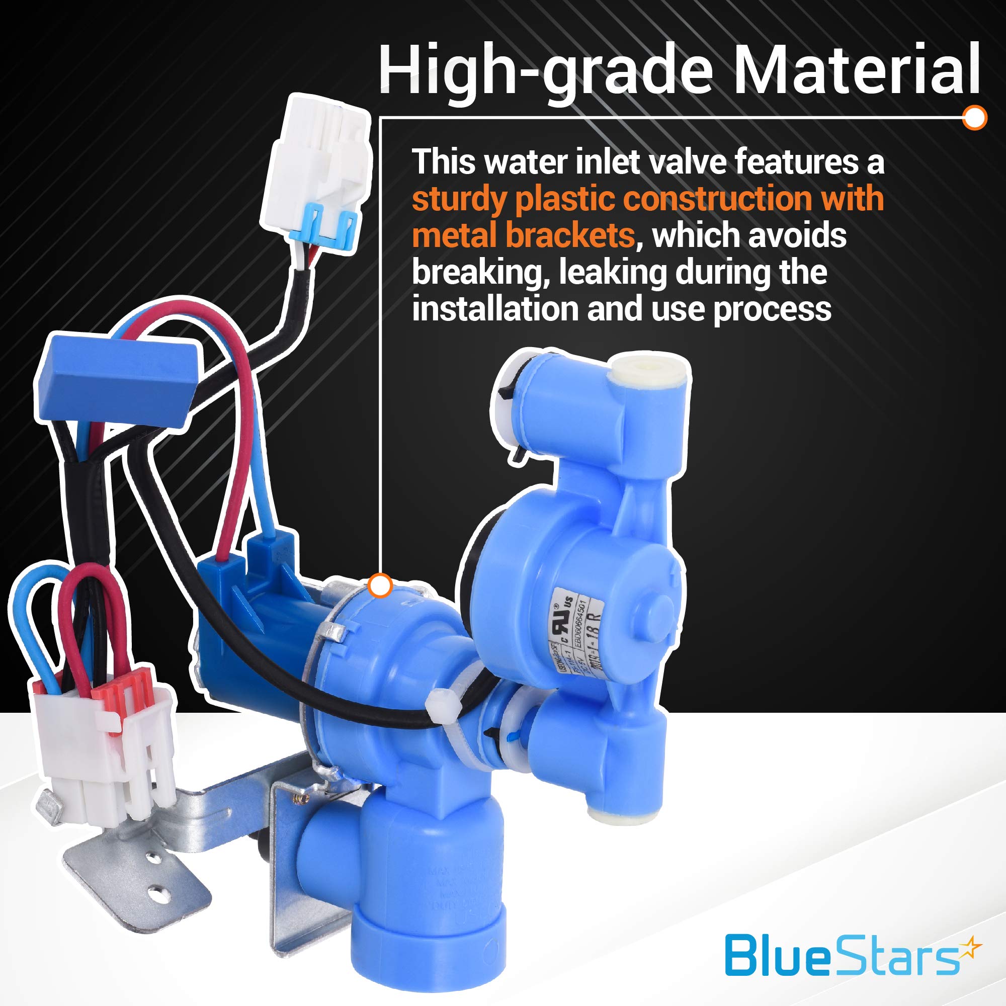 BlueStars Upgraded AJU72992601 Refrigerator Water Inlet Valve Replacement - Compatible with L.G Refrigerators - Replaces AP4671476 5221JA2011J 5221JA2011P PS3533117