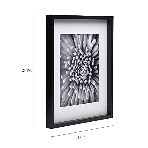 Mikasa Gallery Frame-16x20 in. Photo without Mat, 11x14 in. Photo with Mat, 2 mm Beveled Mat, Vertical or Horizontal Display, 17x21 Inch, Black