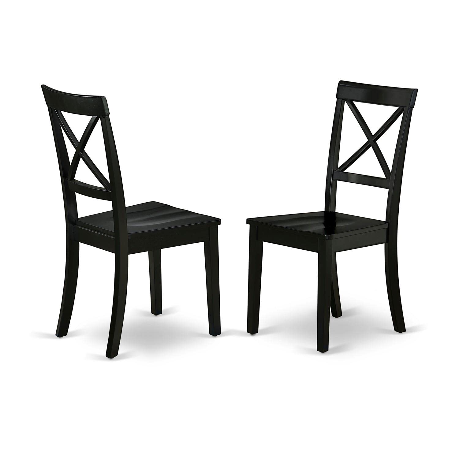East West Furniture SHBO5-BLK-W 5 Piece Dining Set Includes a Round Kitchen Table with Pedestal and 4 Dining Chairs, 42x42 Inch, Black