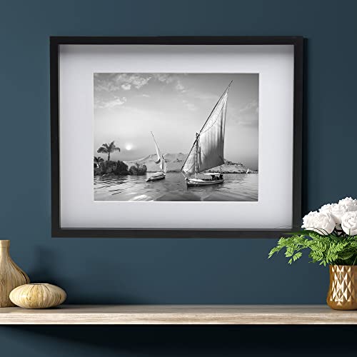 Mikasa Gallery Frame-16x20 in. Photo without Mat, 11x14 in. Photo with Mat, 2 mm Beveled Mat, Vertical or Horizontal Display, 17x21 Inch, Black