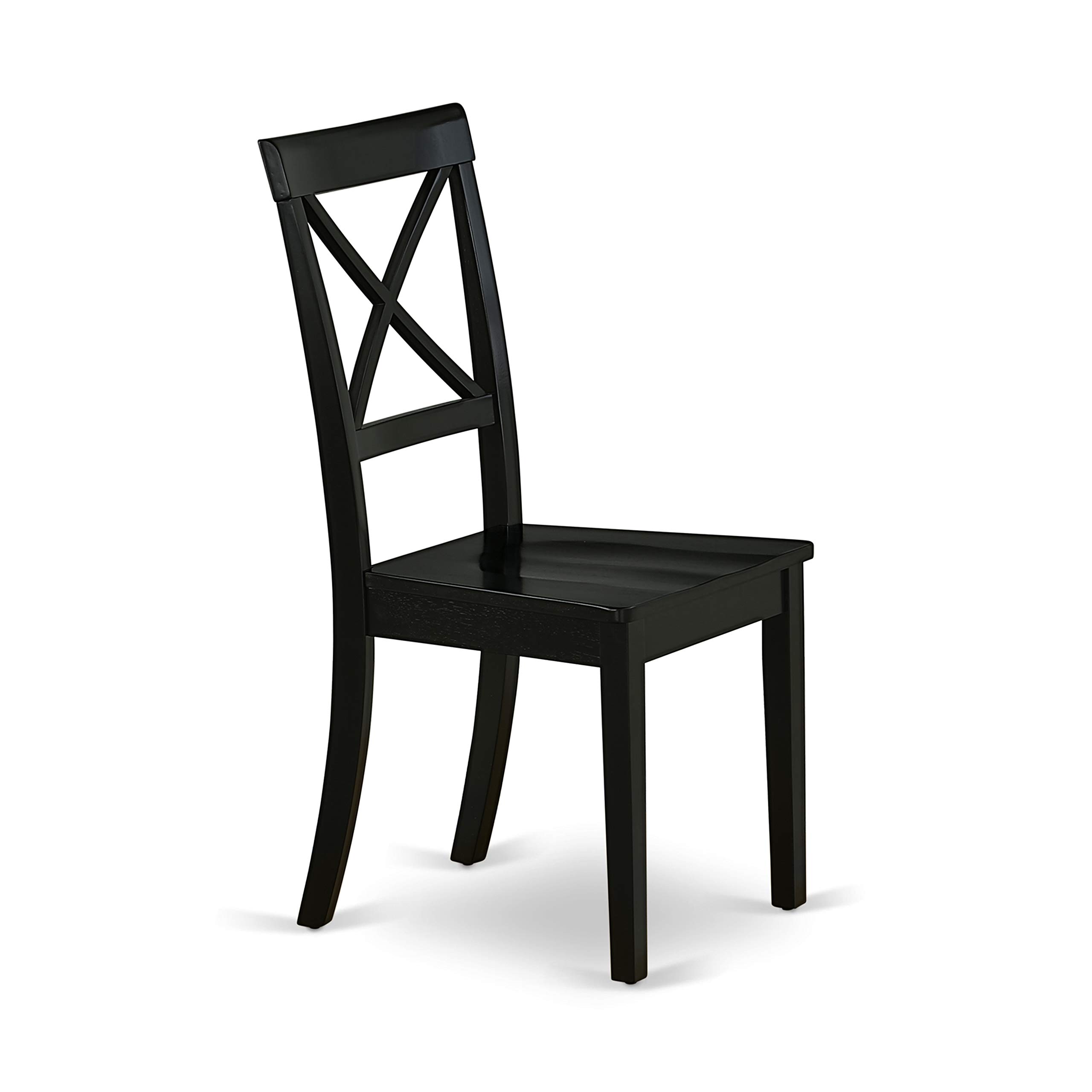 East West Furniture SHBO5-BLK-W 5 Piece Dining Set Includes a Round Kitchen Table with Pedestal and 4 Dining Chairs, 42x42 Inch, Black