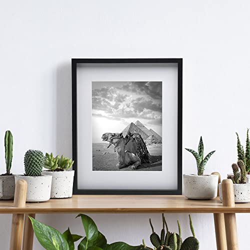 Mikasa Gallery Frame-16x20 in. Photo without Mat, 11x14 in. Photo with Mat, 2 mm Beveled Mat, Vertical or Horizontal Display, 17x21 Inch, Black