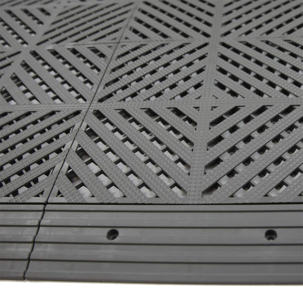 RevTime Heavy Duty Interlocking Deck Tile 10 Pcs Edge & 4 Pcs Corner - Gray