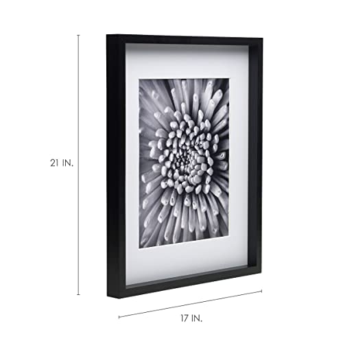 Mikasa Gallery Frame-16x20 in. Photo without Mat, 11x14 in. Photo with Mat, 2 mm Beveled Mat, Vertical or Horizontal Display, 17x21 Inch, Black