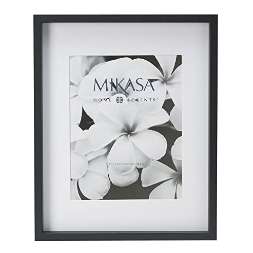 Mikasa Gallery Frame-16x20 in. Photo without Mat, 11x14 in. Photo with Mat, 2 mm Beveled Mat, Vertical or Horizontal Display, 17x21 Inch, Black