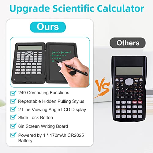 LINGSFIRE Scientific Calculator with Erasable Writing Board, 10-digit LCD Display Foldable Desk Calculator Physics Graphing Calculator for Student Teacher Financial Office Business High School College