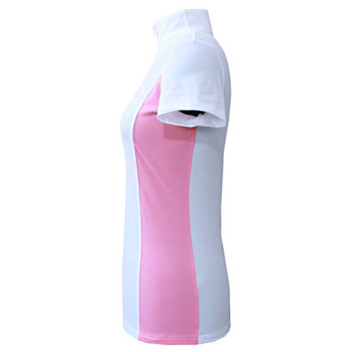 HR Farm Women's Quick Dry Short Sleeve Rider Sport Sun Shirt (White/Pink, Medium)
