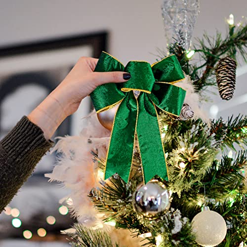 Dark Green Wired Velvet Ribbon for Gift Wrapping, Chrisrtmas Tree (2-1/2 inch, 5 Yards)