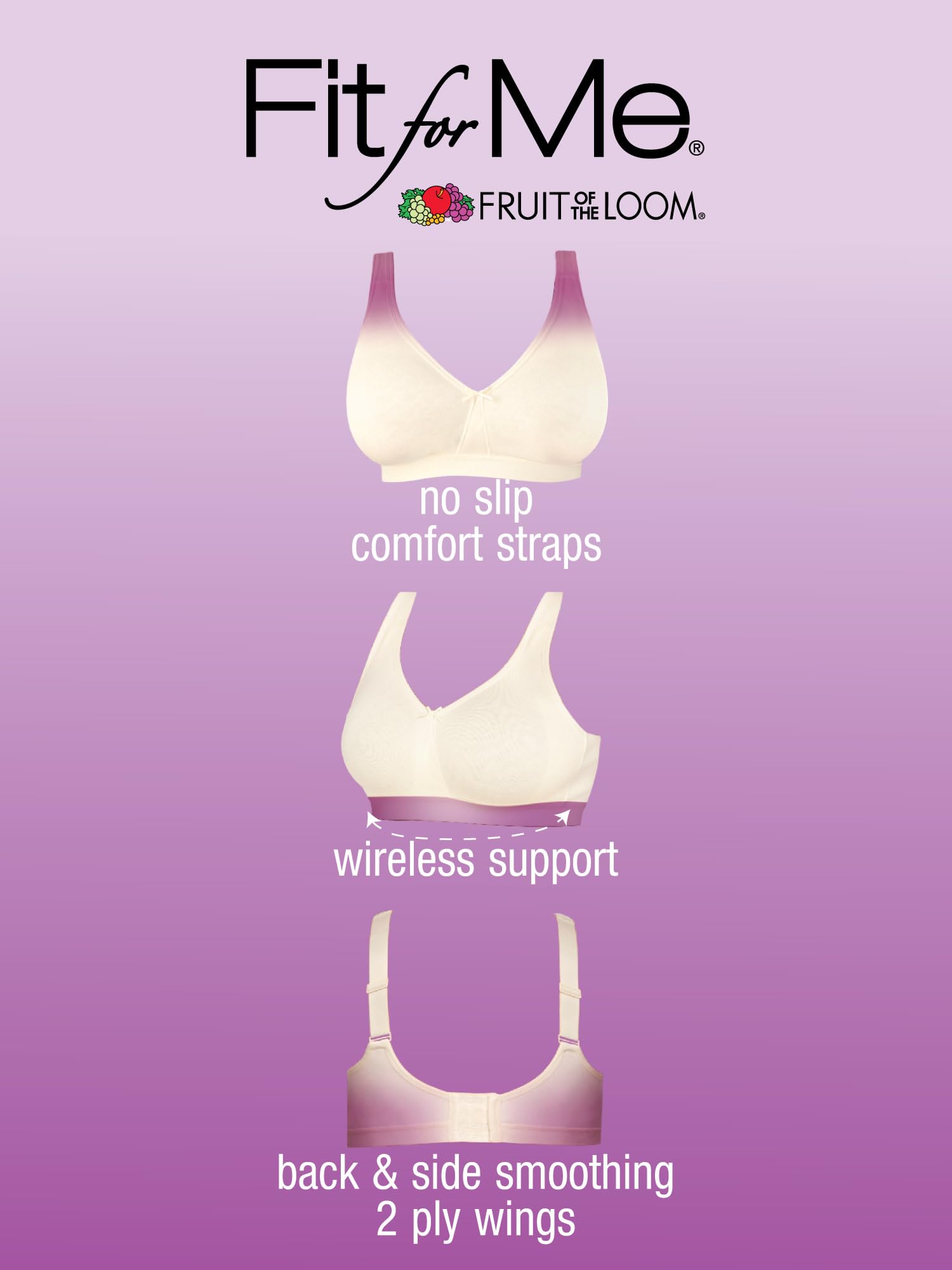 Fruit of the Loom Women's Plus Size Wireless Cotton Bra, Heather Grey, 40G