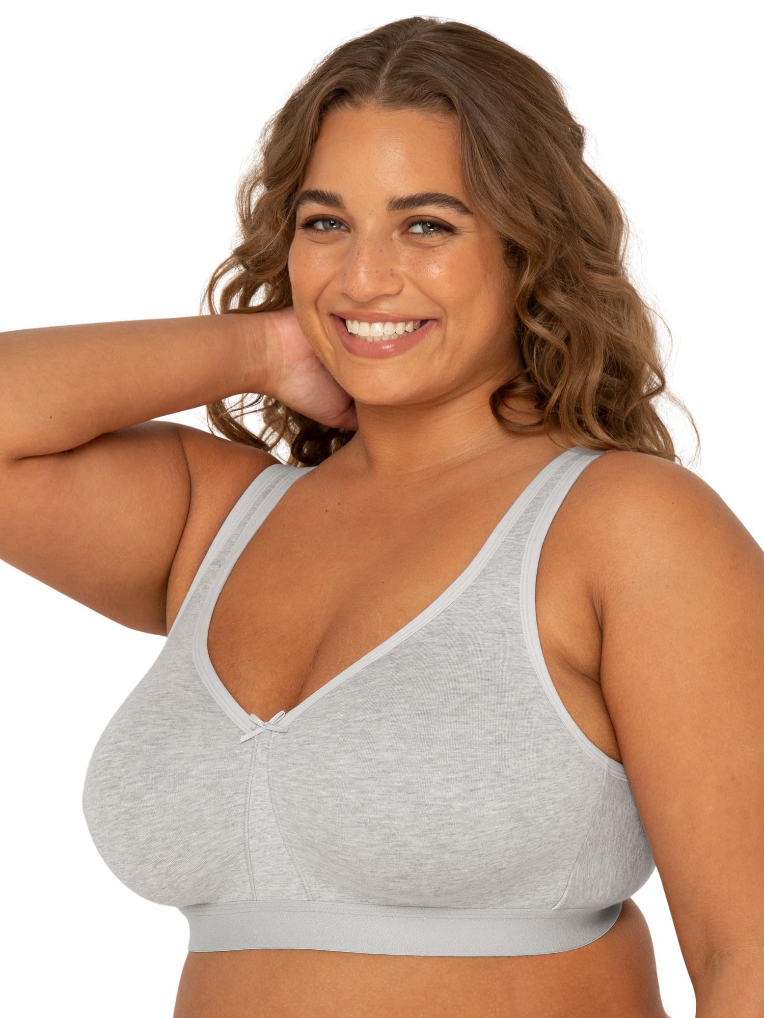 Fruit of the Loom Women's Plus Size Wireless Cotton Bra, Heather Grey, 40G