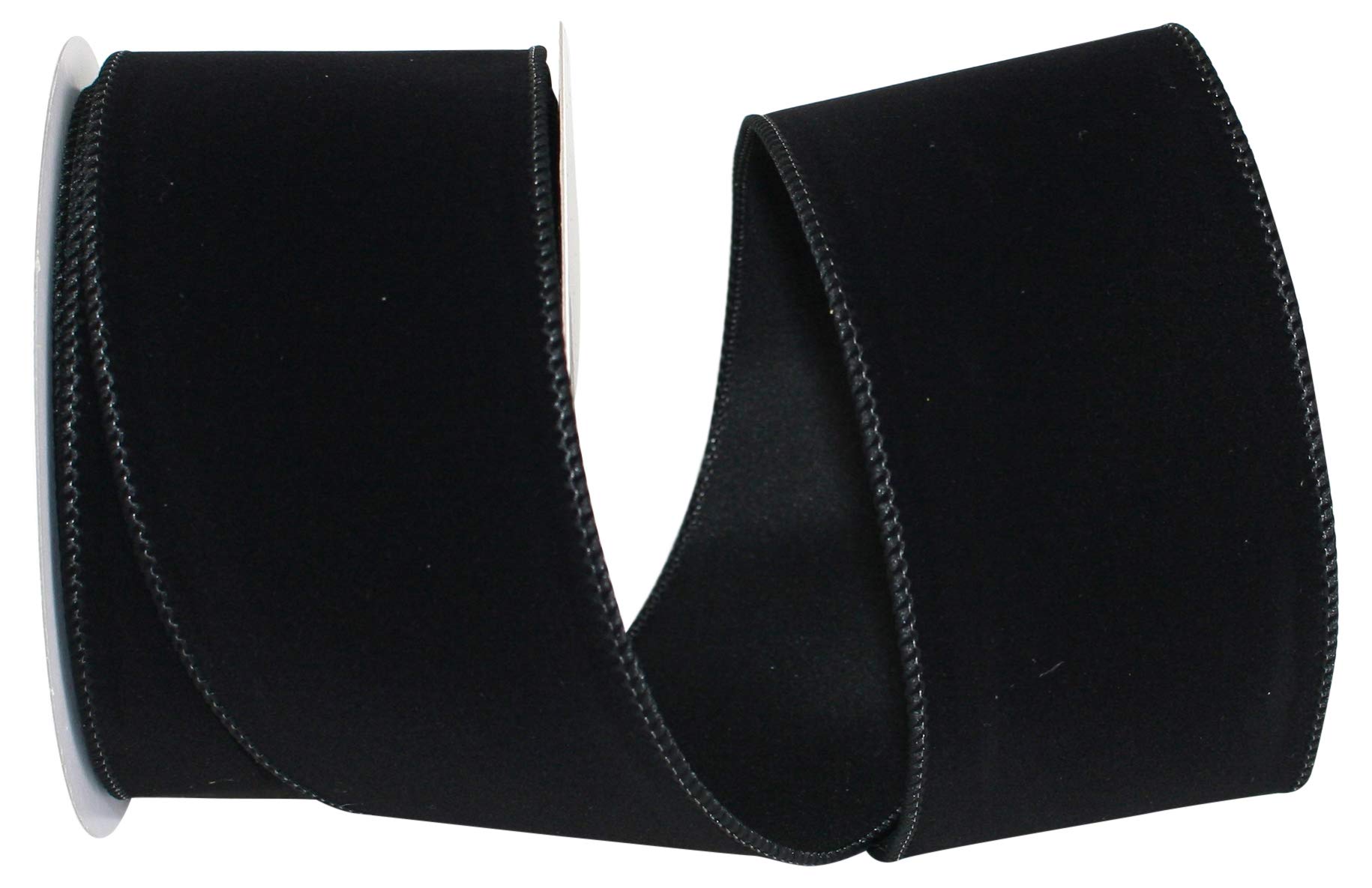 Reliant Ribbon 92799W-031-40F Velvet Color Wired Edge Ribbon, 2-1/2 Inch X 10 Yards, Black