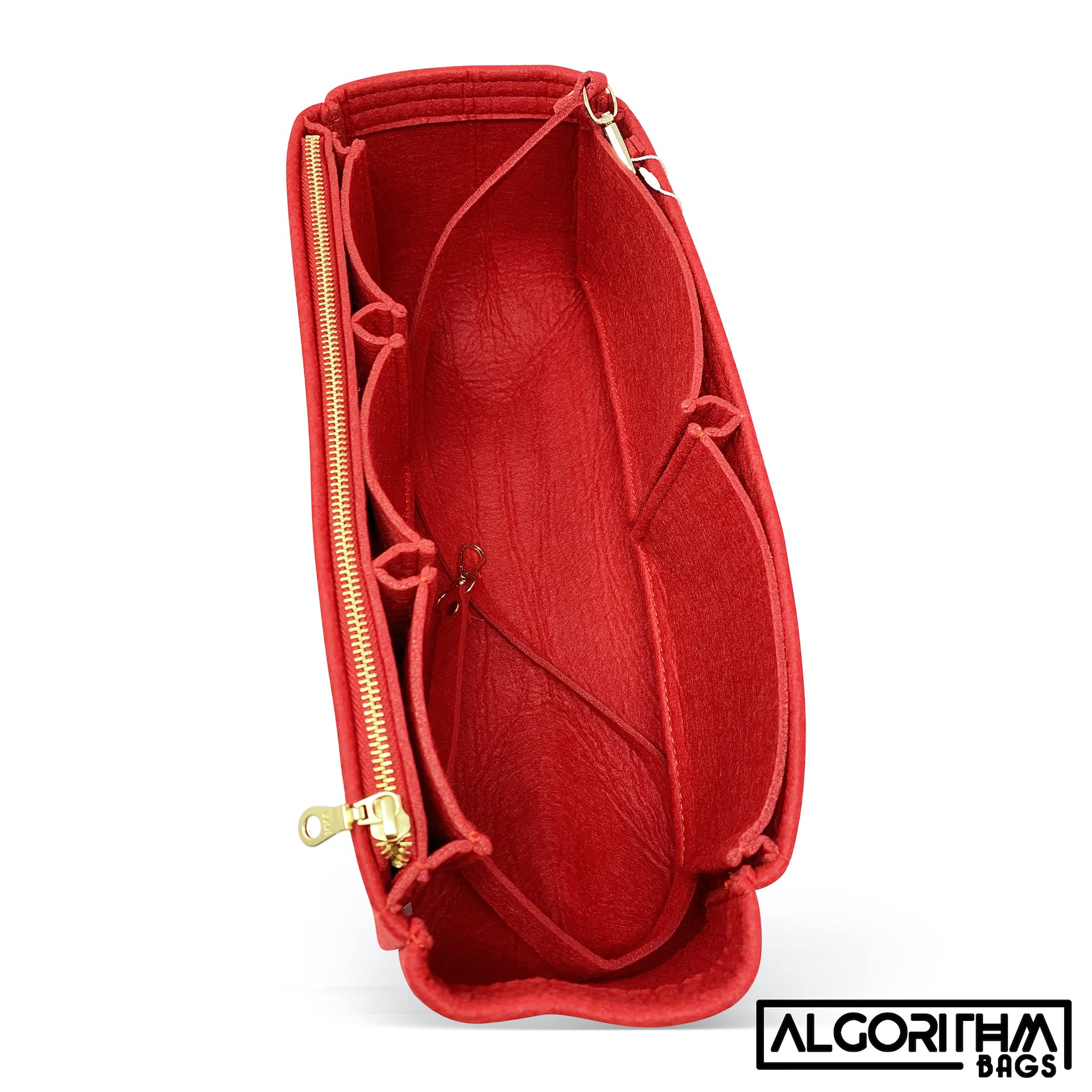 AlgorithmBags Purse Organizer Insert with zippers | designed for Louis Vuitton LV Graceful MM Shaper Liner Divider Protector | 3mm Felt