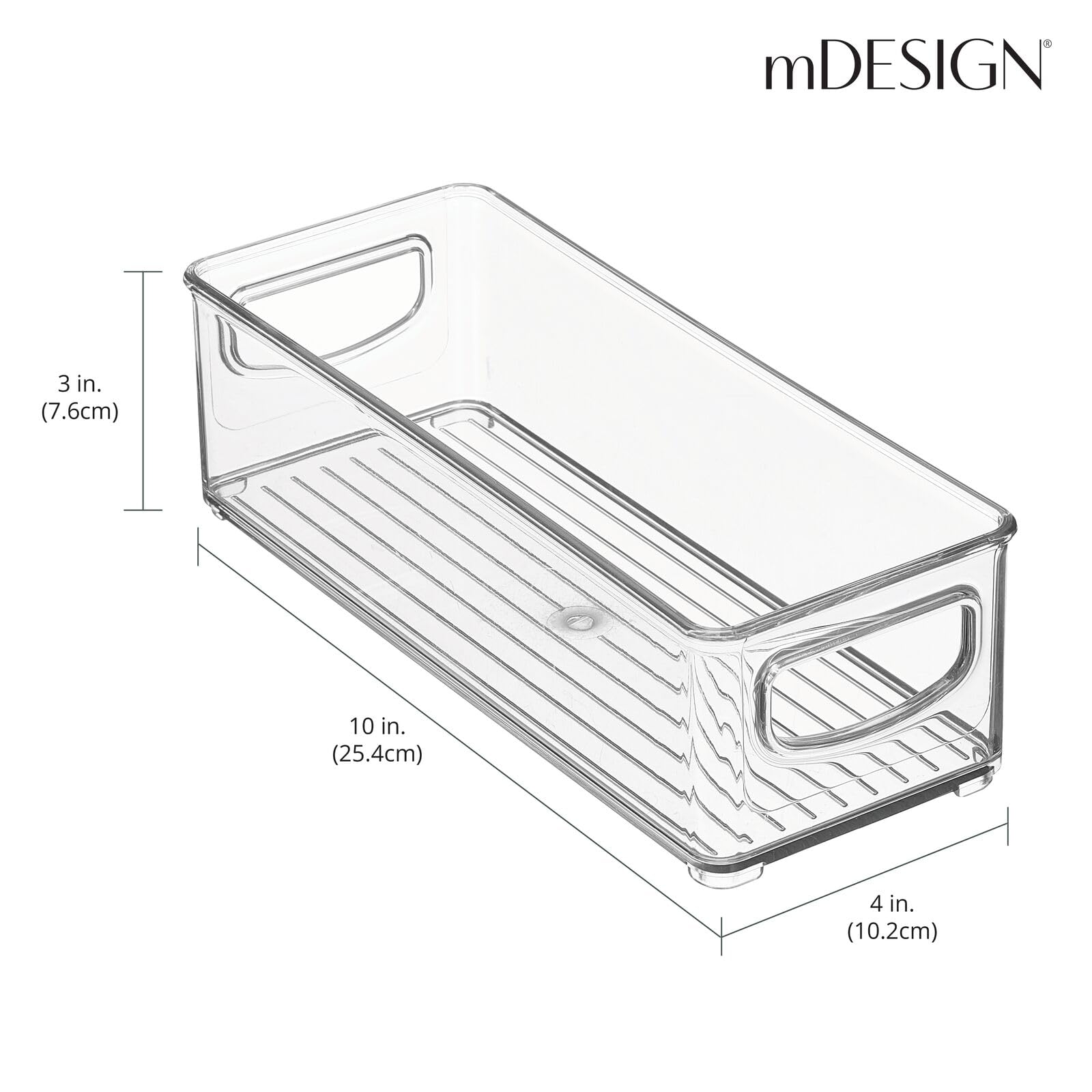 mDesign Small Plastic Office Storage Container Bins with Handles for Organization in Filing Cabinet, Closet Shelf, or Desk Drawers, Organizer for Notes, Pens, Pencils, Ligne Collection, 6 Pack - Clear