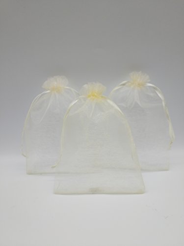 Ankirol 100pcs Sheer Organza Favor Bags 5x7'' for Wedding Bags Samples Display Drawstring Pouches (Champagne)