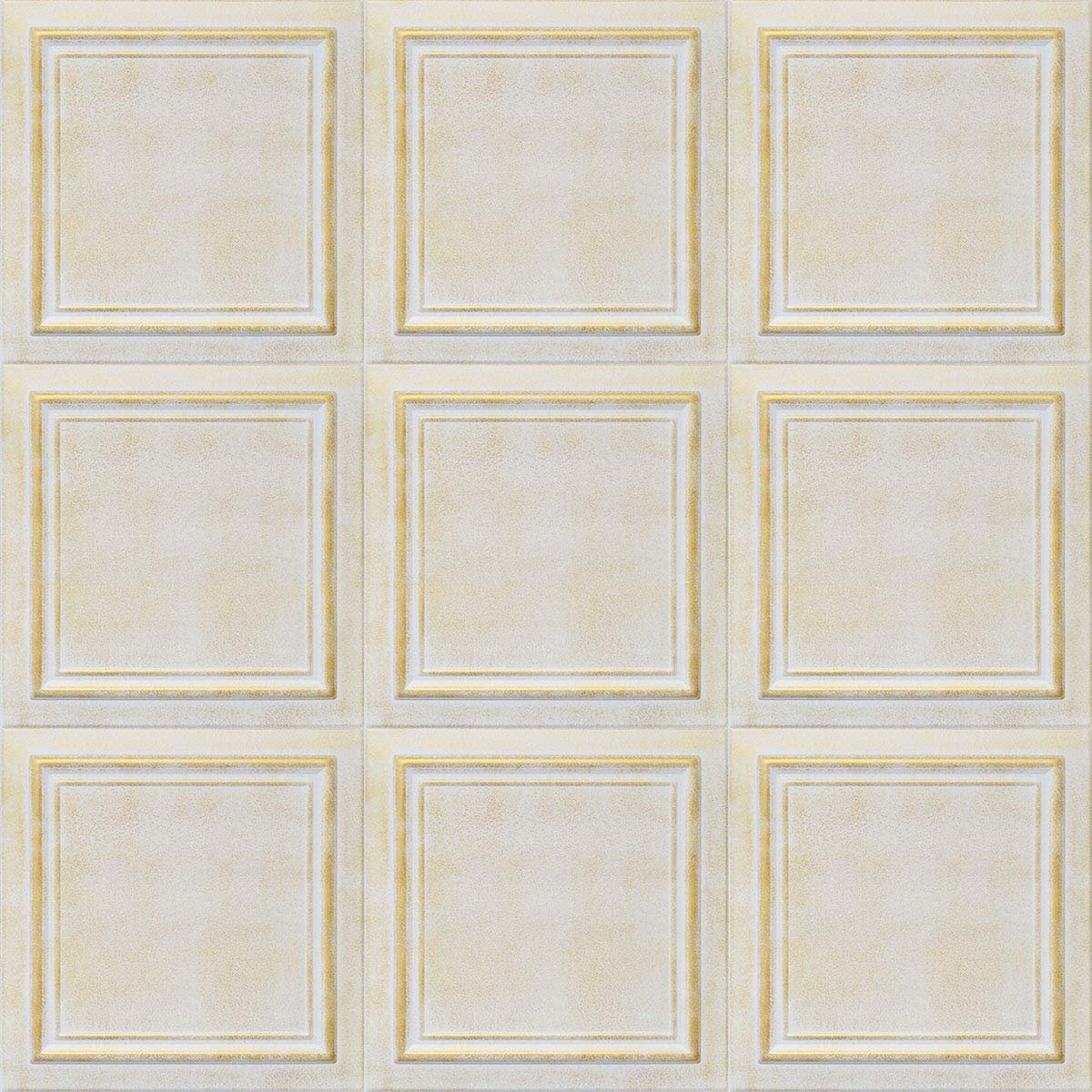 R24 White Satin Washed Gold 20x20 Amazing Styrofoam Tin Look Ceiling Tiles Easy to Glue Up On Any Type of Surface
