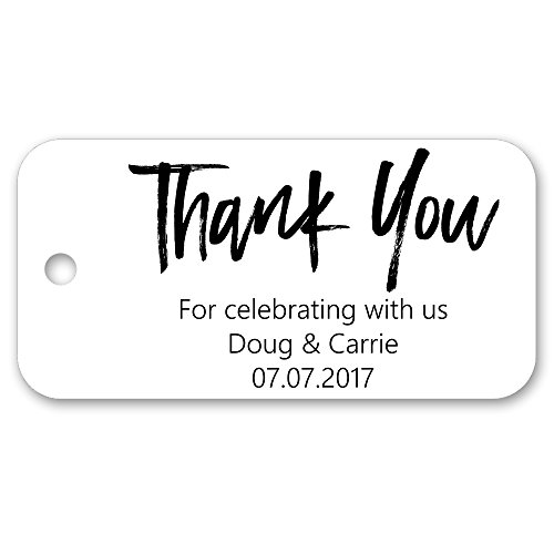 Thank You Personalized Custom Party Wedding Favor Gift Bag Tags - 3" x 1.5" - 30ct