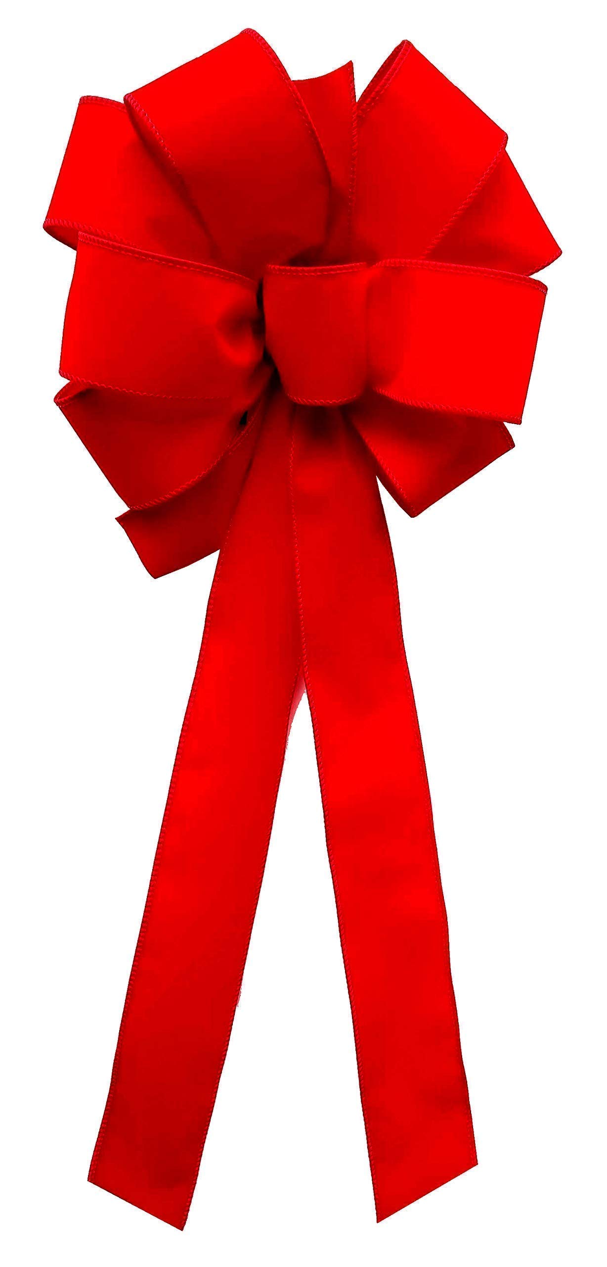 12-Pack Christmas Bows 10" x 26" Handmade with 2.5" Red Velvet Red Wired Edge Ribbon Indoor Outdoor Handmade Wreath Bows | The Handmade Bow