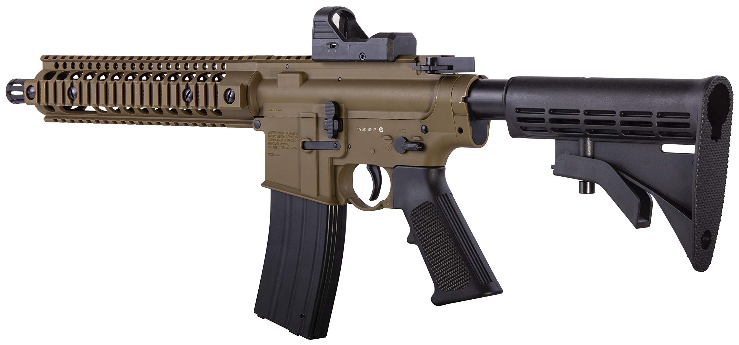 Crosman CFAR1X Full Auto R1 CO2-Powered BB Air Rifle And Red Dot Sight, Black/FDE