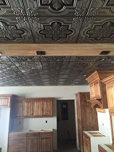 From Plain To Beautiful In Hours 206 Large Snowflake PVC 2' x 2' Lay-in or Glue-up Ceiling Tile, Pack of 25, Antique Silver, 25 Piece