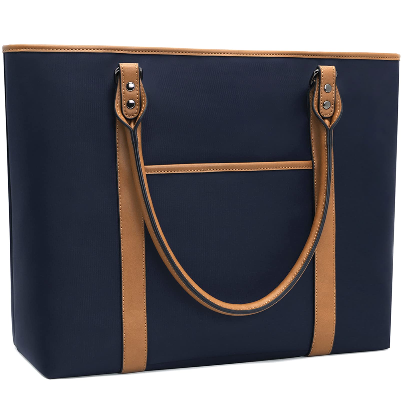 15.6 inch Laptop Bag for Women,Multi Pockets Large Work Bag,Lightweight Water Resistant Nylon Laptop Tote Bag Messenger Bag,Graduation Gifts,Blue