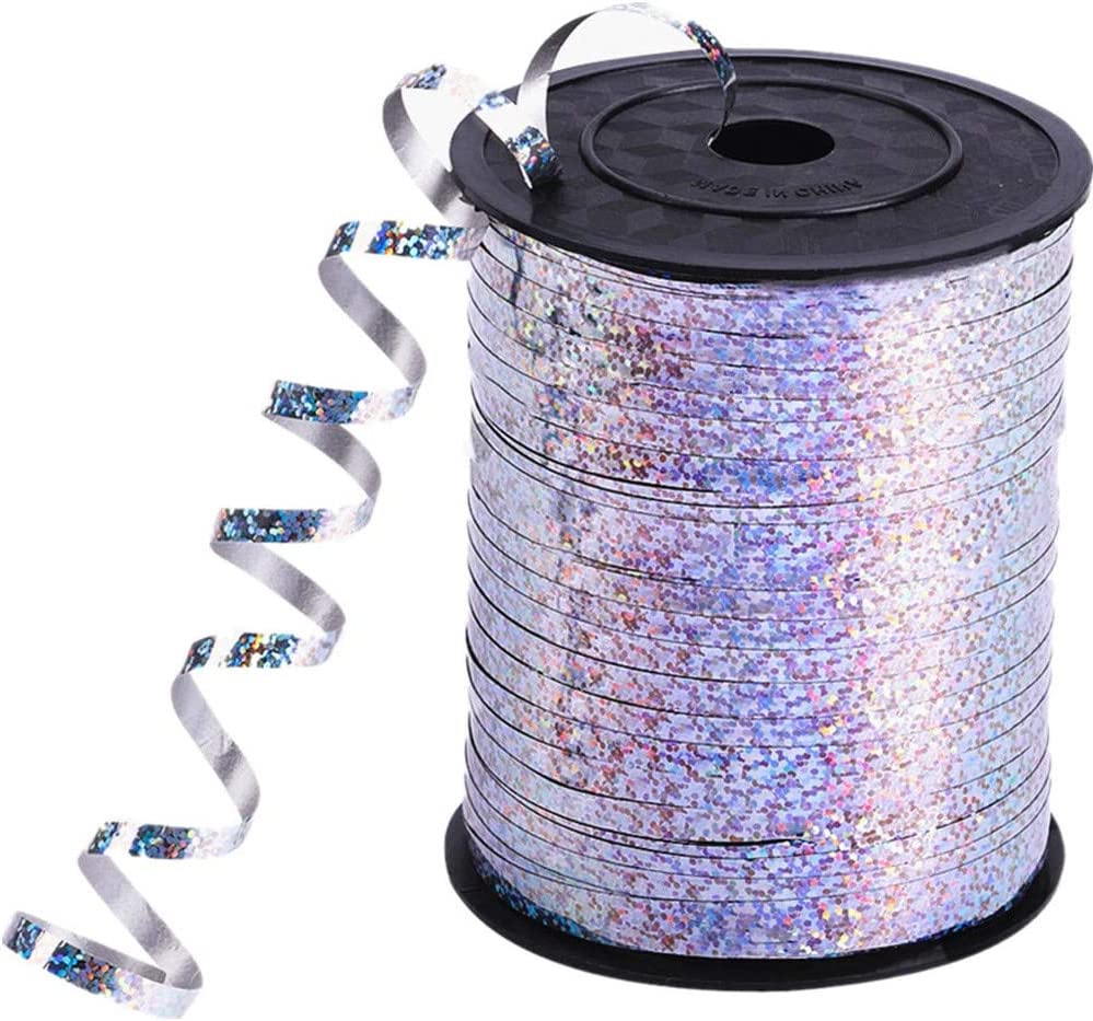 Yupoo17 500 Yards Silver Color roll Ribbon Party Florist Flower Bag Gift Box Card Balloon Decoration, Church Stage Design, Party Decoration, Holiday Craft Decoration