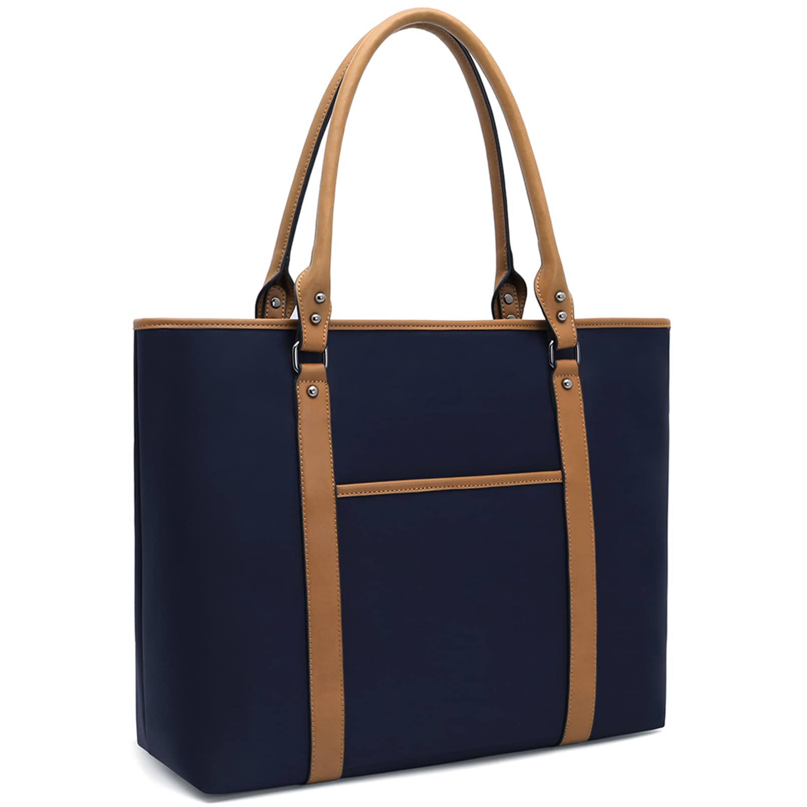 15.6 inch Laptop Bag for Women,Multi Pockets Large Work Bag,Lightweight Water Resistant Nylon Laptop Tote Bag Messenger Bag,Graduation Gifts,Blue