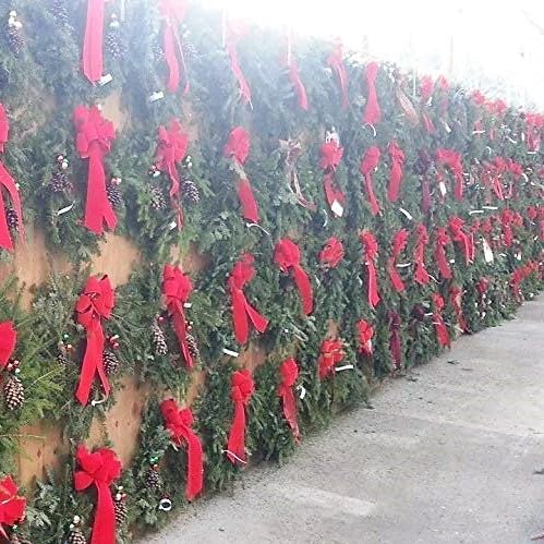 12-Pack Christmas Bows 10" x 26" Handmade with 2.5" Red Velvet Red Wired Edge Ribbon Indoor Outdoor Handmade Wreath Bows | The Handmade Bow