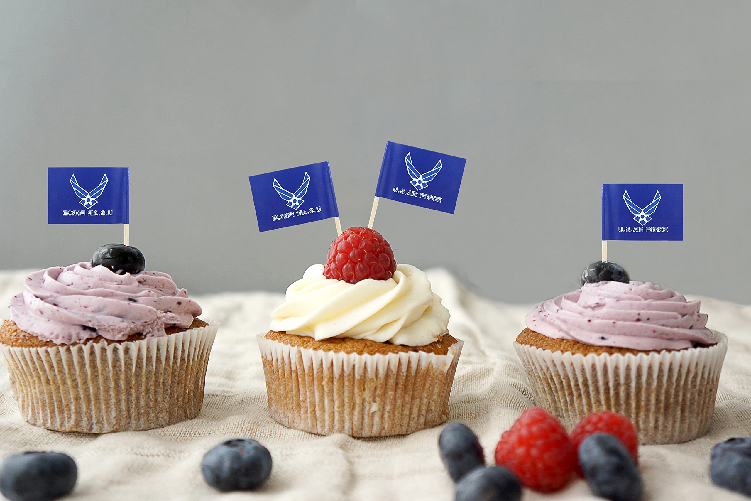 JBCD US Air Force Wings Toothpick Flag Mini Small Cupcake Topper Flags, 100 pcs