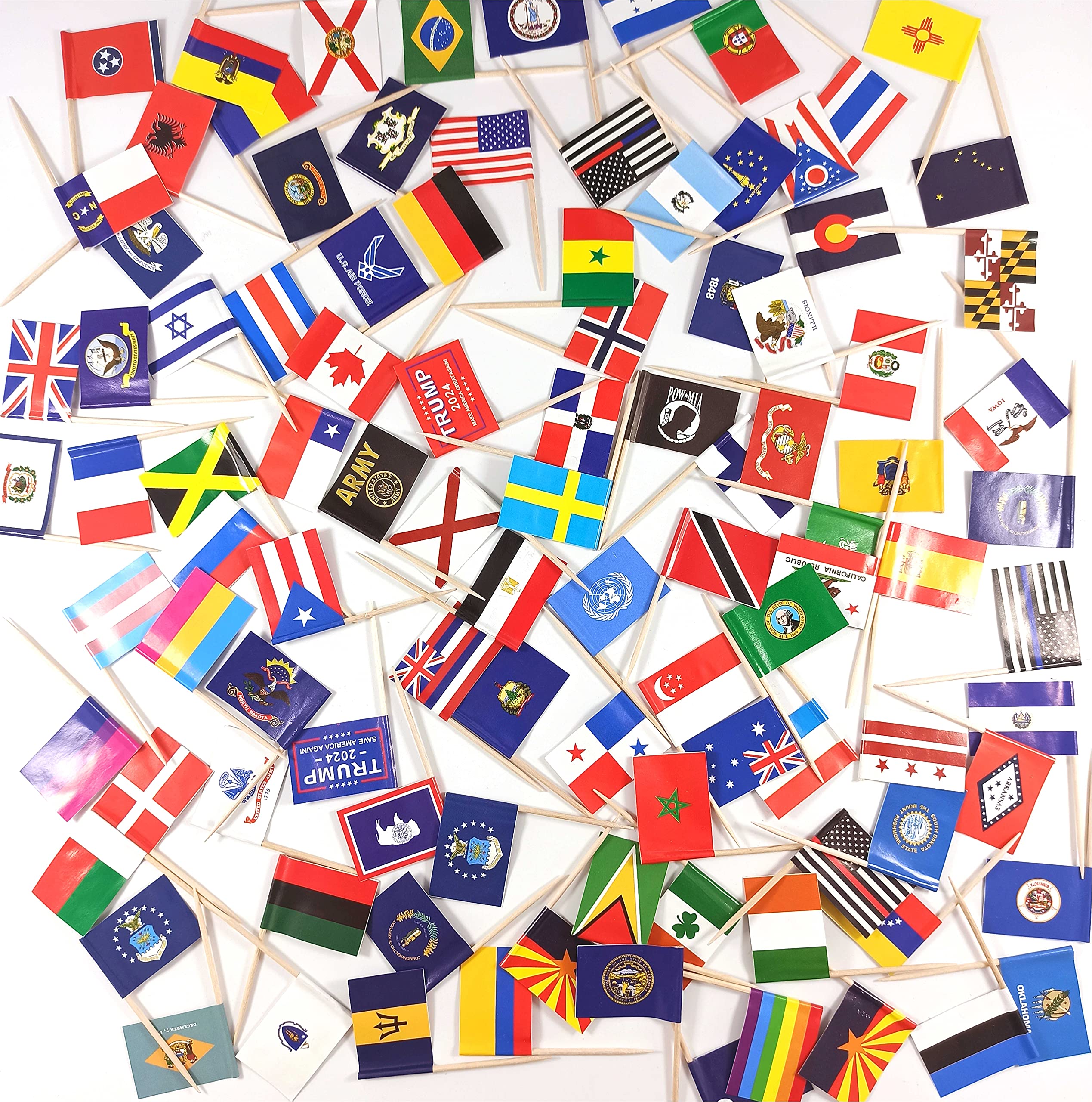 JBCD US Air Force Wings Toothpick Flag Mini Small Cupcake Topper Flags, 100 pcs