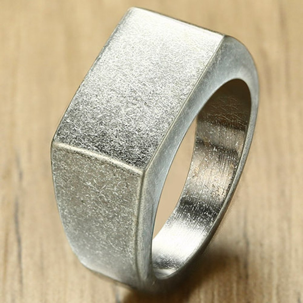 Jude Jewelers Retro Vintage Style Stainless Steel Signet Ring (Grey, 9)