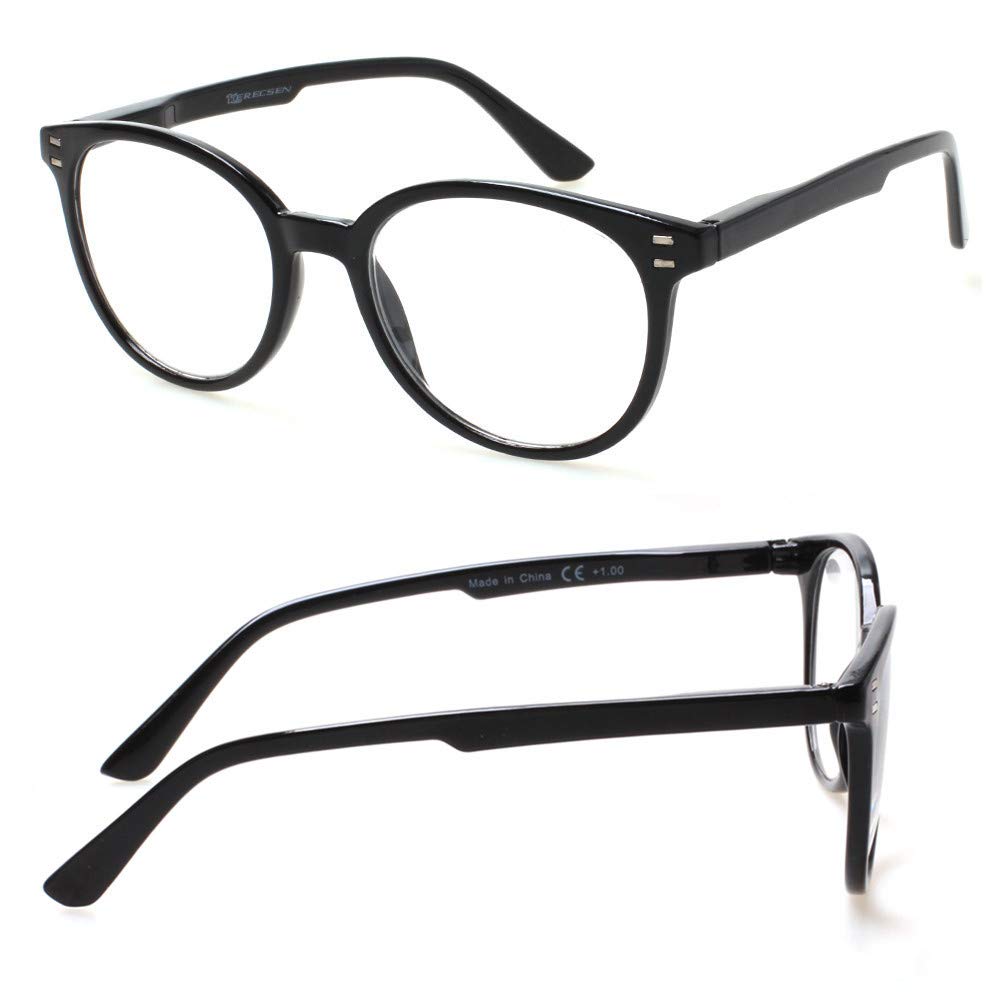 3 Pack Reading Glasses Spring Hinge Stylish Readers Black/Tortoise for Men and Women (3 Mix, 2.0)Medium