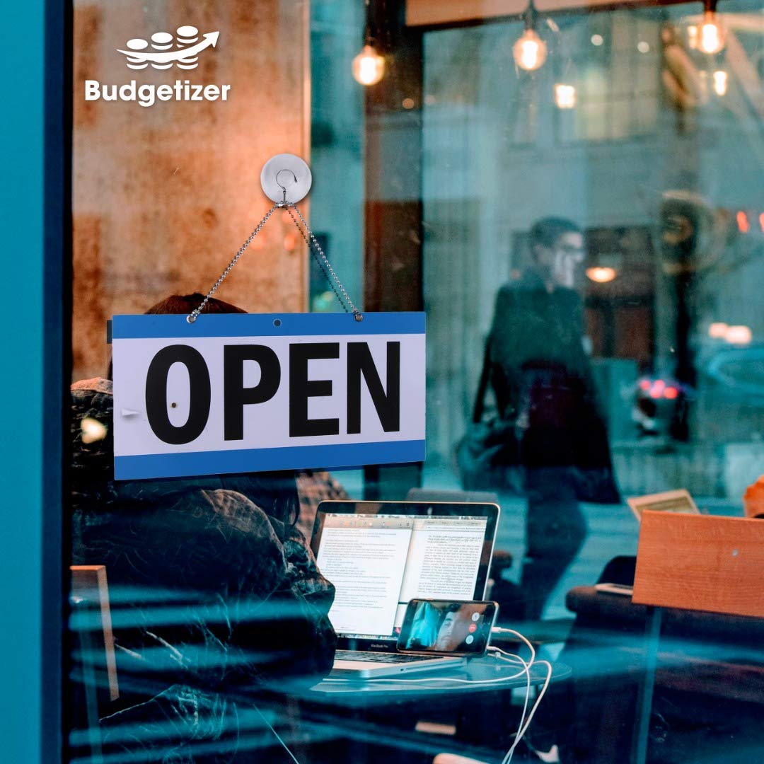 Business Hour Open Closed Sign with Suction Cups - Open Sign for Business - Be Back Sign with Clock